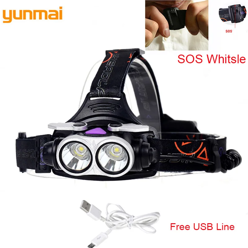 Tactical Multi Purpose Emergency Headlamps USB Interface XML T6 Head ...