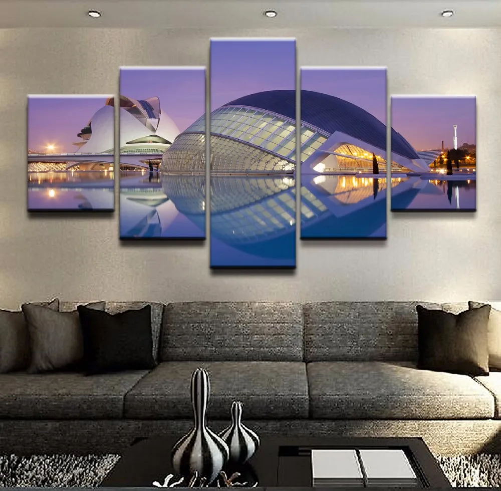 Modular Canvas Print Picture Wall Art 5 Piece City of Arts and Sciences ...