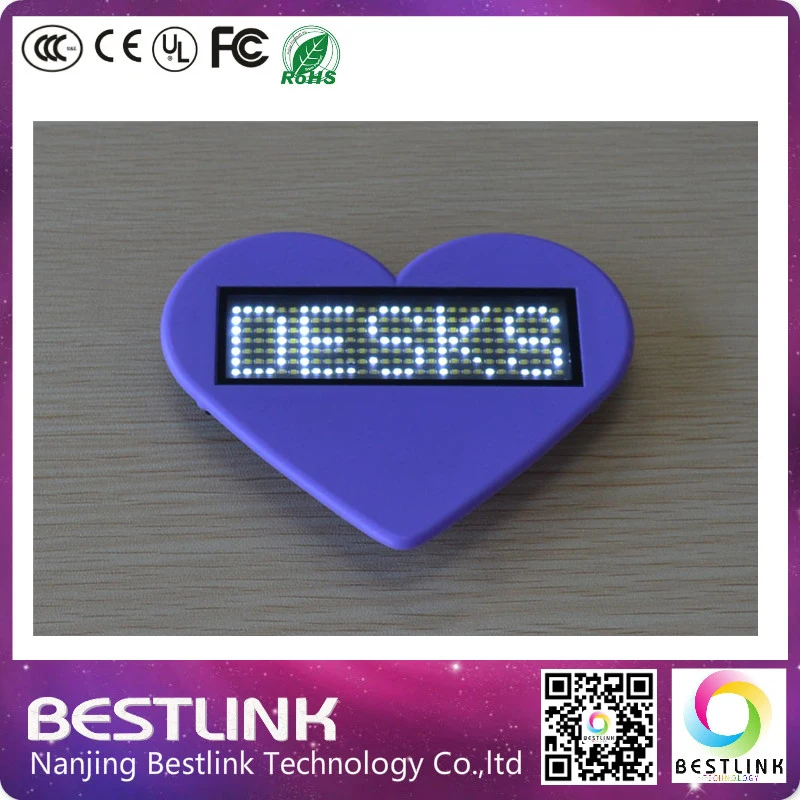 white LED signs Rechargeable led scrolling name card tag usb led badge ...