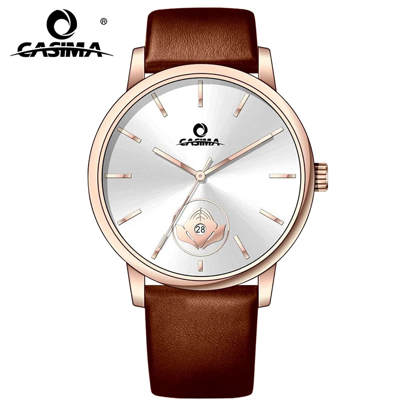 CASIMA Chinese Style Waterproof Alloy Case Leather Watchband Quartz ...