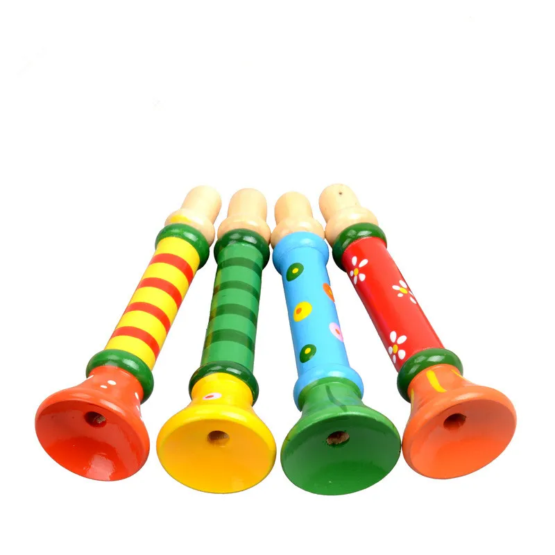 2xColorful-Wooden-Trumpet-Buglet-Hooter-Bugle-Educational-Toy-for-Kids ...