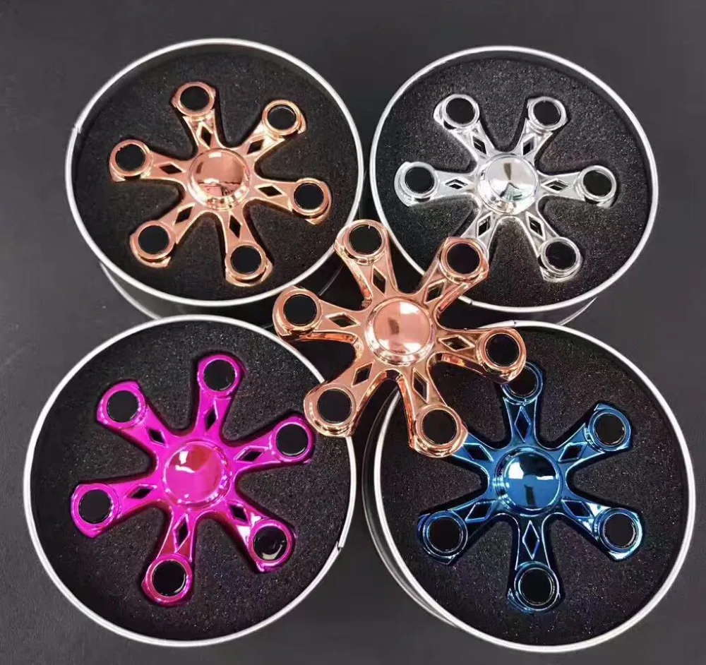 Gold Chrome Glitter 6 Point Fidget Spinner Chrome Finger Spinner with ...