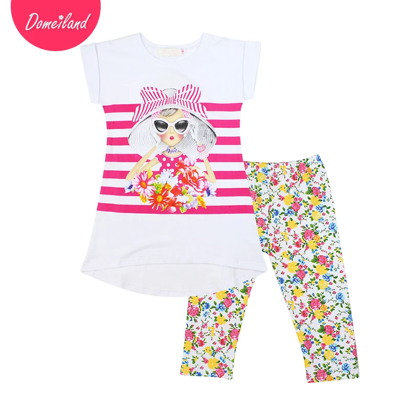 2017 fashion brand domeiland summer girl clothing set outfits baby wear ...