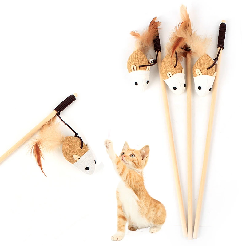Feather Teaser Stick | Feather Pet Cat Toy | Feather Cat Catcher ...