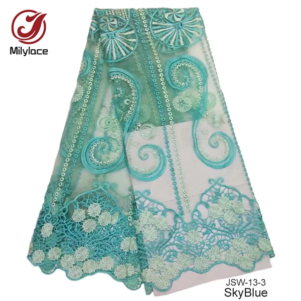 Milylace Céu Azul Tecido de Renda Líquida Francês Tecido De Renda ...