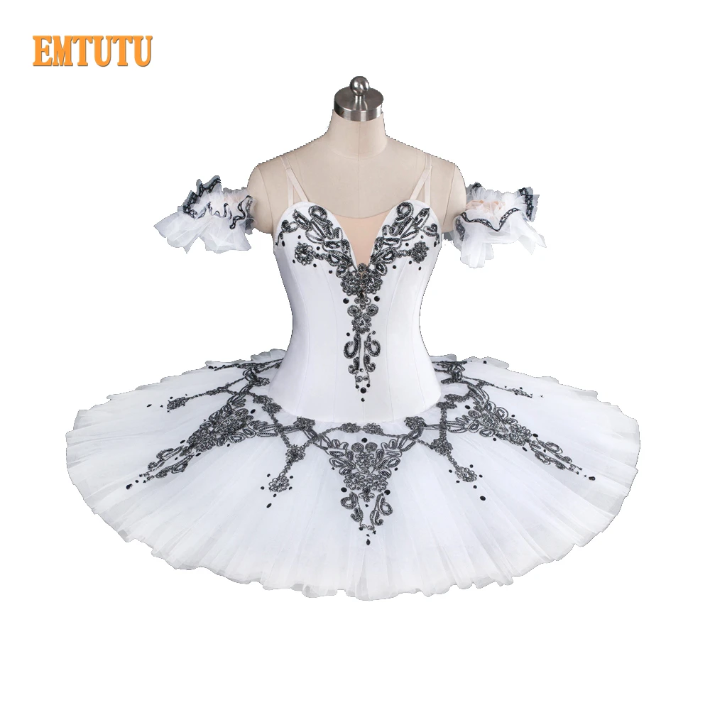 Adults-Professional-Ballet-Tutu-White-Black-Platter-Pancake-Performance ...