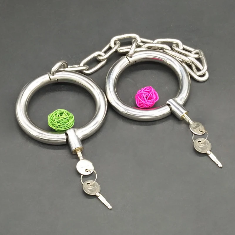 New Metal Stainless Steel Fetter Anklet Cuffs Shackles With Chain