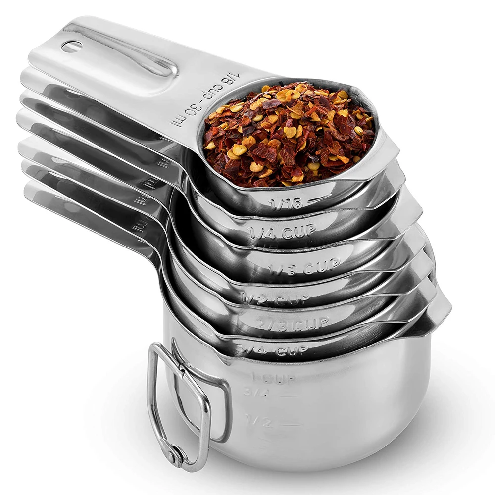 7 Pieces Stainless Steel Measuring Cups Nesting Measuring Cup Set For 7 Pieces Stainless Steel Measuring Cups Nesting Measuring Cup Set For