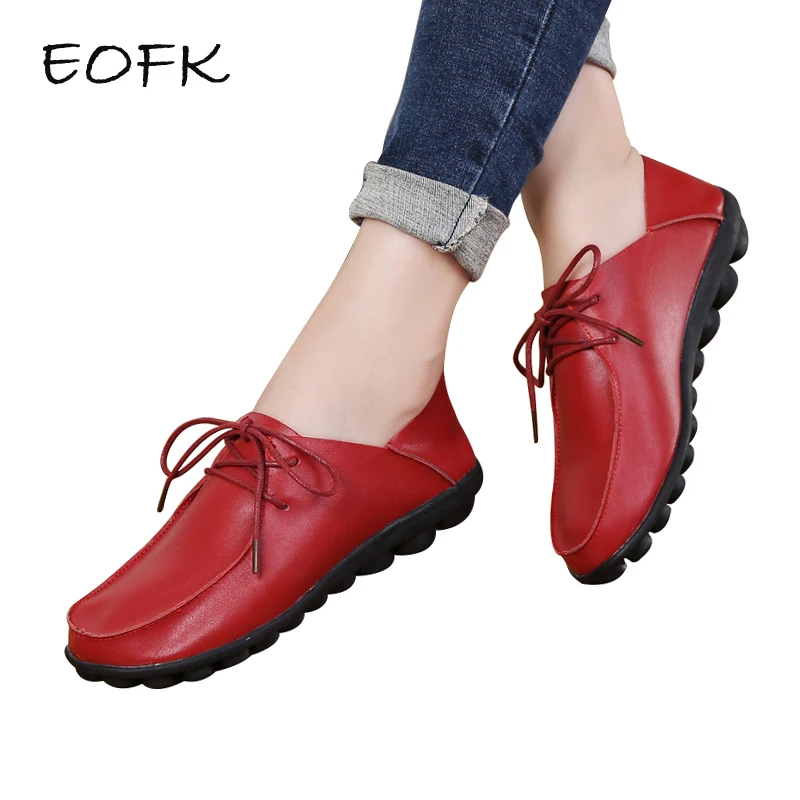 EOFK 2019 Spring Autumn Shoes Woman Genuine Leather Shoes Women Flats ...