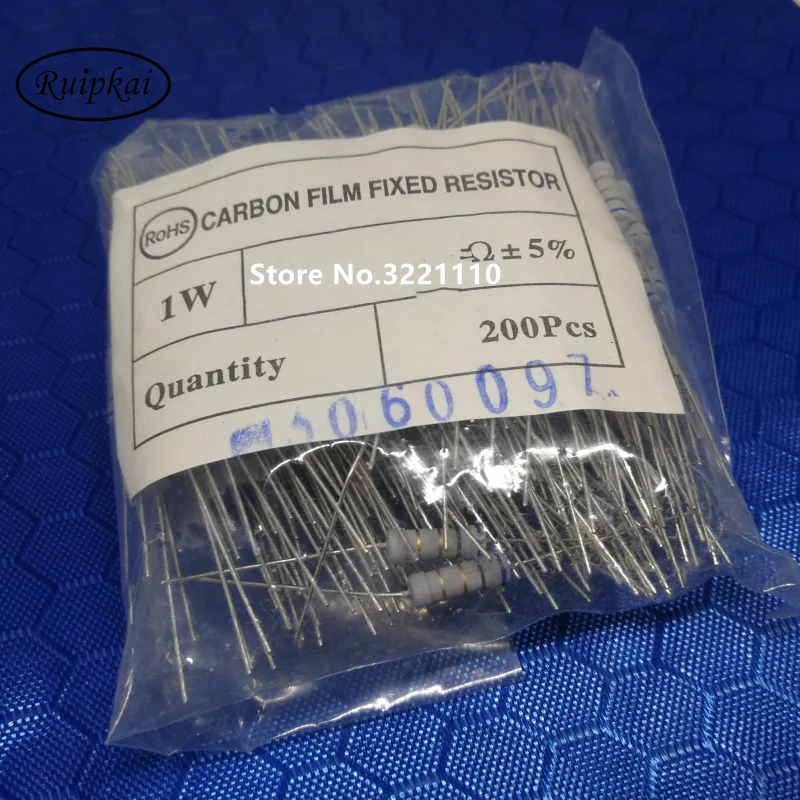 100PCS 1W 6.2R 6.8R 7.5R 8.2R 9.1R 10R 11R 12R 13R 15R 16 ohm Carbon ...