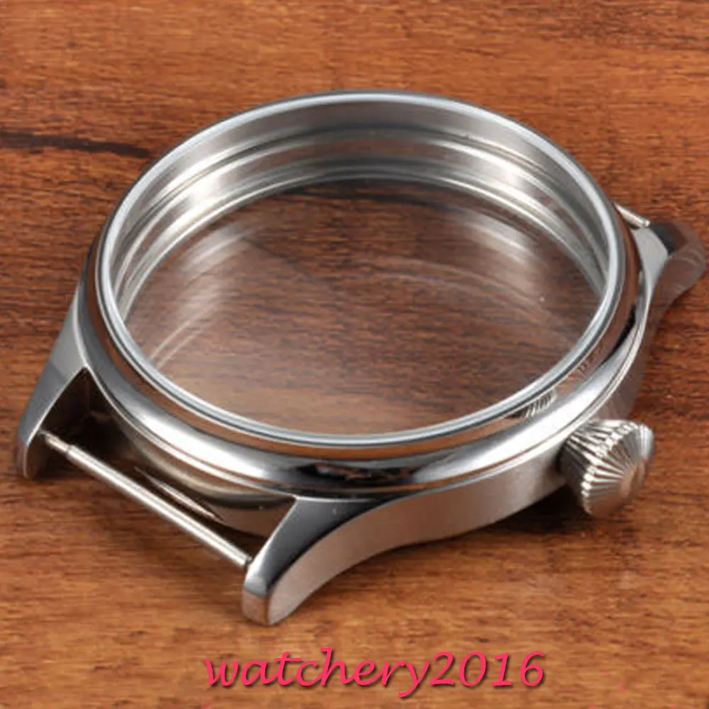 44mm Corgeut polished stainless steel watch case High quality hardened ...