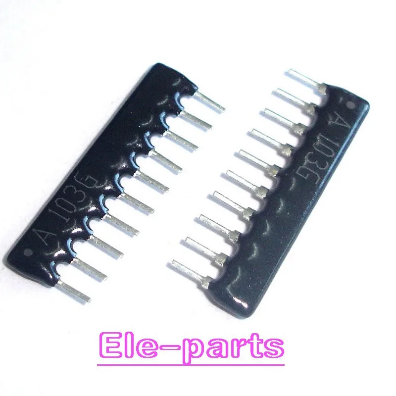 50-PCS-A10-103-SIP-10-A103G-10K-Ohm-10KR-9-Commoned-Resistor-Network ...