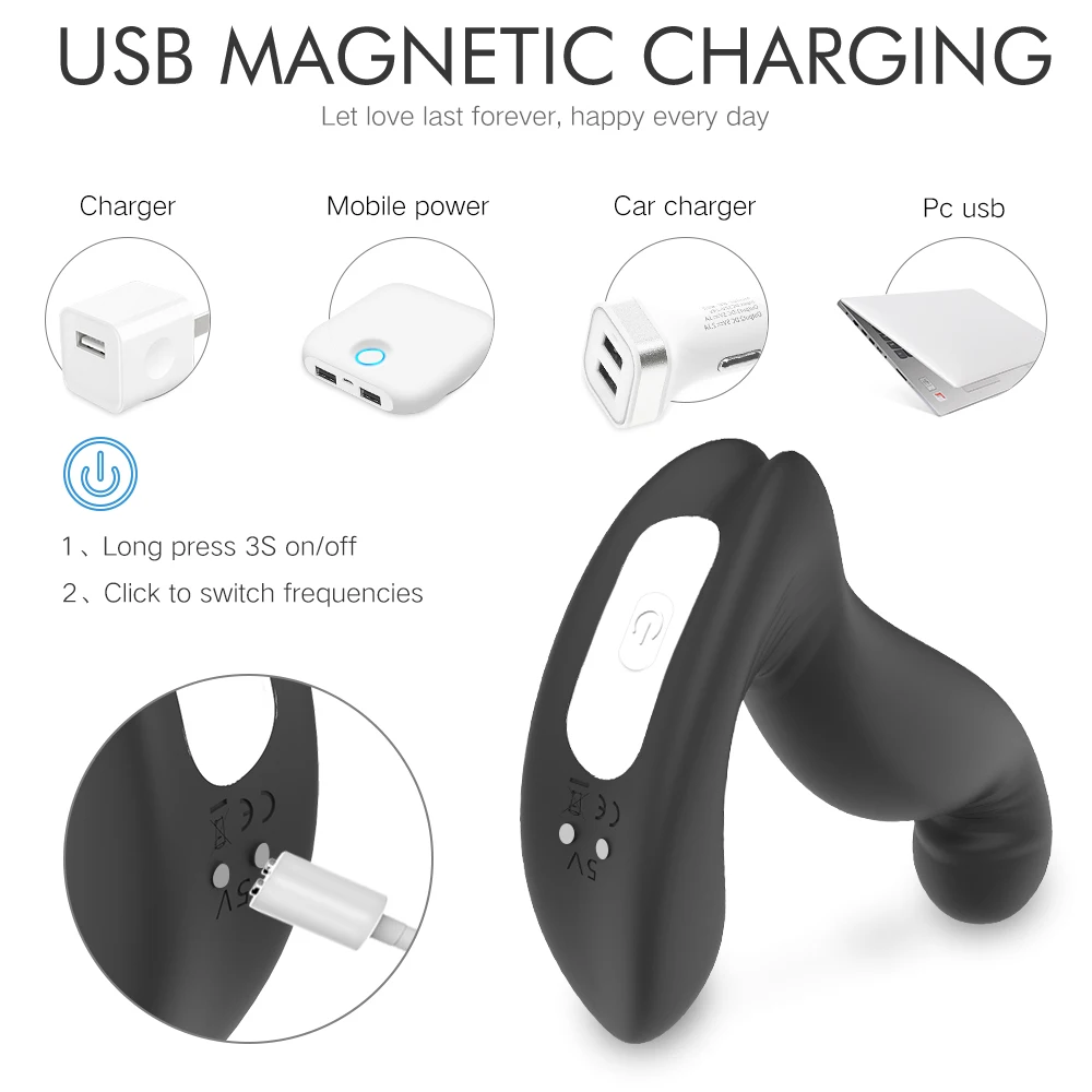 Télécommande mâle Prostate Massage vibrateur Silicone stimulateur Prostate étanche gode anneau ...