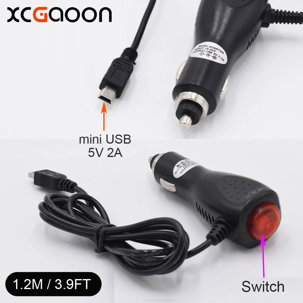 XCGaoon 1.2meter 5V 2A mini USB Car Charger Adapter With Switch for Car ...