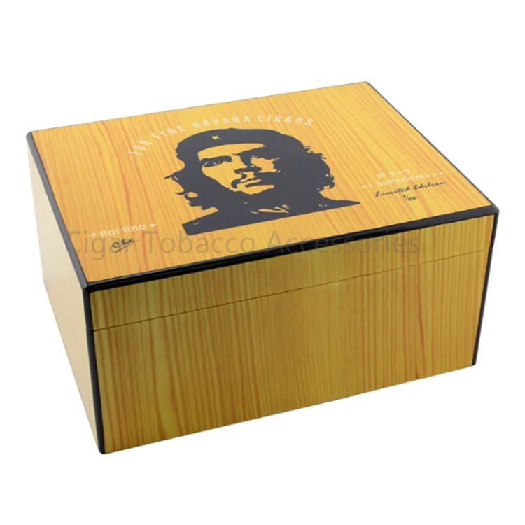 Che Guevara Vintage Style Yellow Glossy Cedar Wood Cigar Humidor ...
