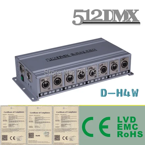 4 Way DMX Splitter;AC110V/AC220V input; 2 DMX inputs to 4 DMX outputs ...