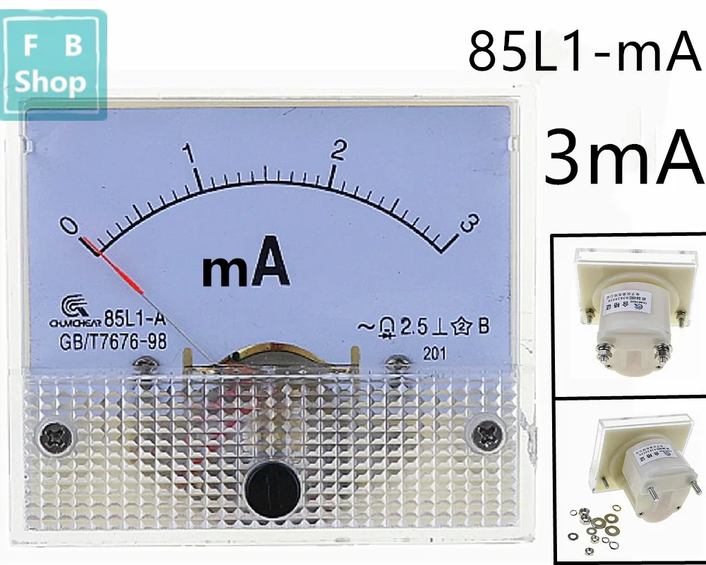1PCS 85L1 mA 3mA AC White Plastic Shell Analog Panel AMP Meter Ammeter ...