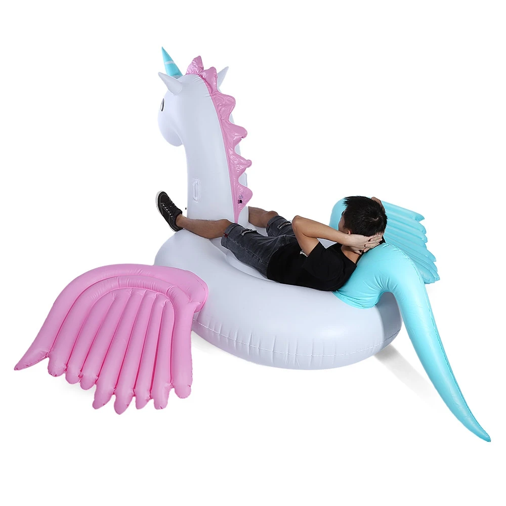 Big Inflatable Cartoon Unicorn Pegasus Kids Swimming Pool Toy Float Bed ...