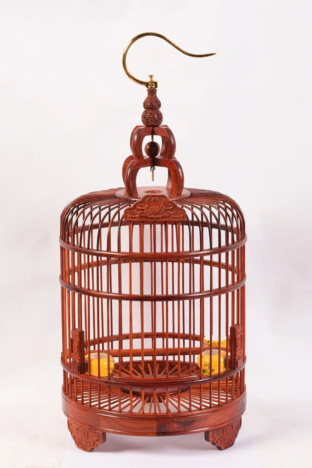 Chinese Classical Zambian Rosewood birdcase with scroll grass pattern ...