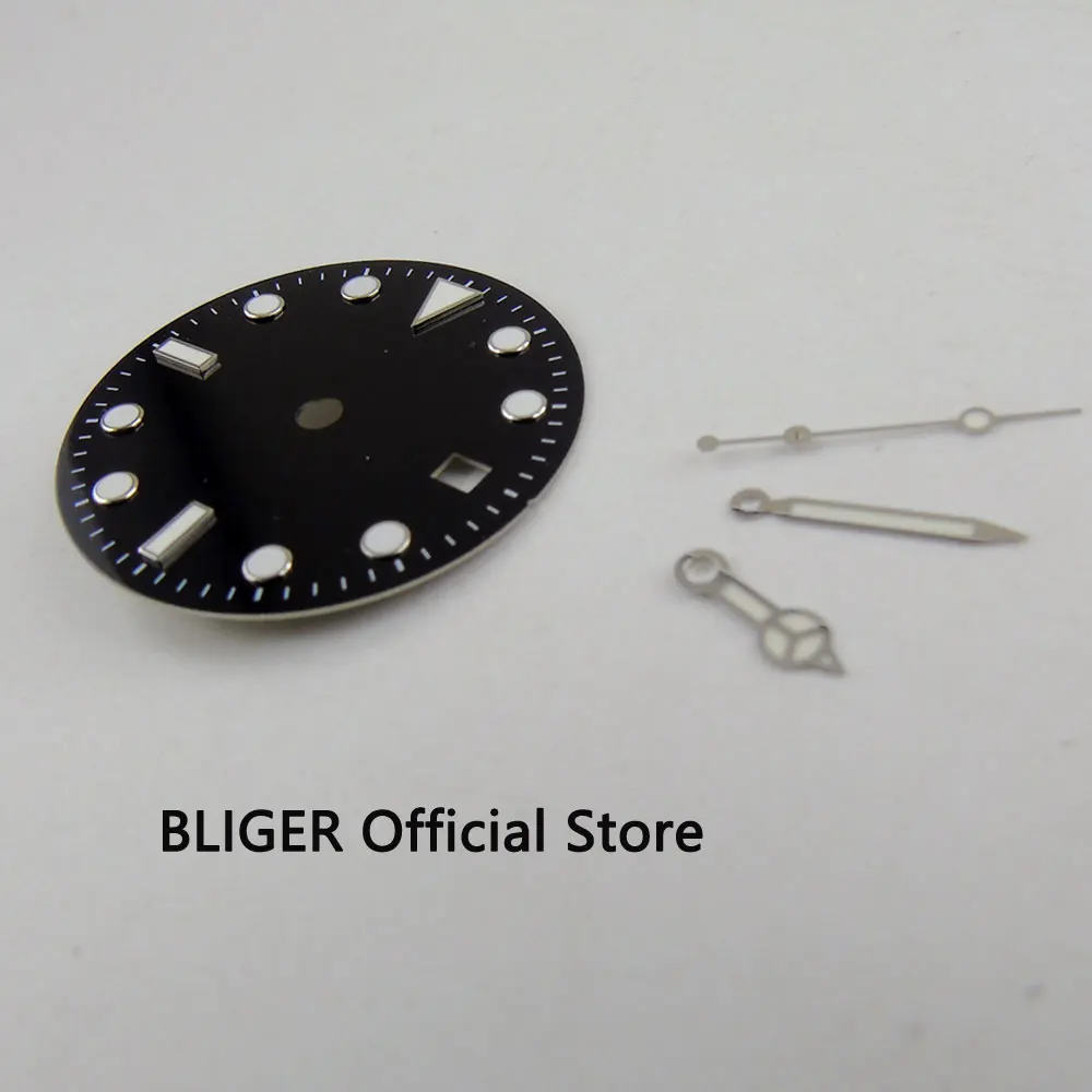 31.3MM Black Sterile Dial Luminous Marks Date Window Watch Dial Fit For ...
