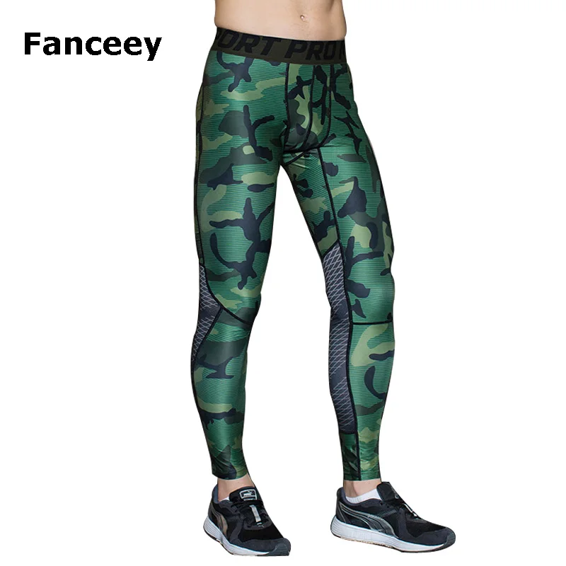 2019 Rushed Camouflage Men Compression Tights New Sport Running Pants