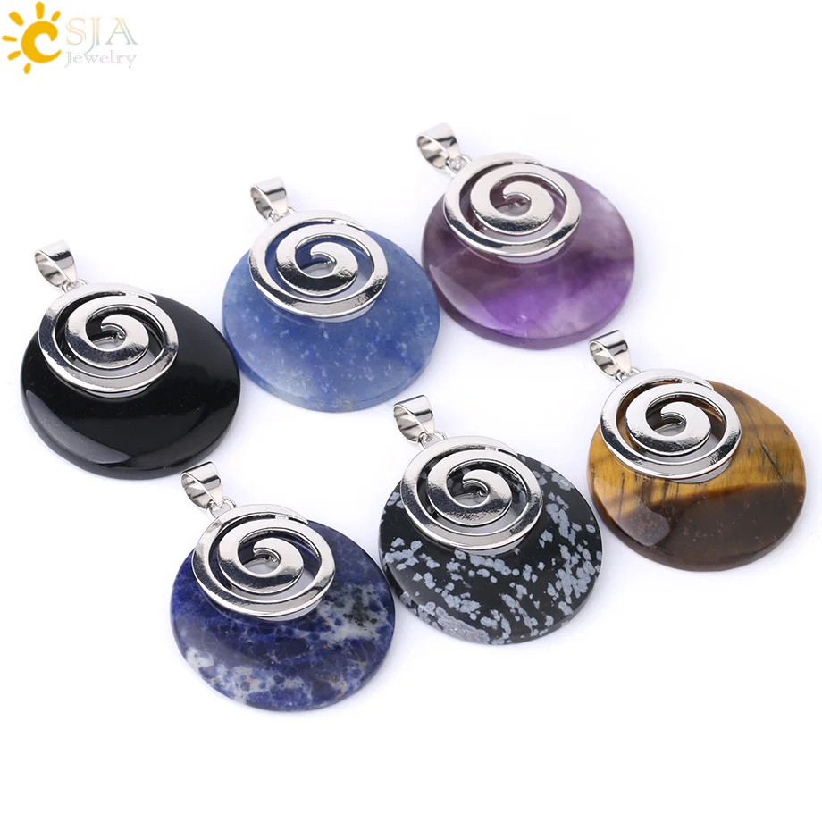 Csja-Naturstein-Kristall-Anh-nger-f-r-Halsketten-hohle-runde-Spirale-Amethyst-rosa-Quarz ...