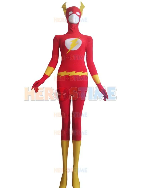 The Flash Costume Red Spandex Superhero Flash Zentai Suit Hot Sale Halloween Cosplay Fullbody
