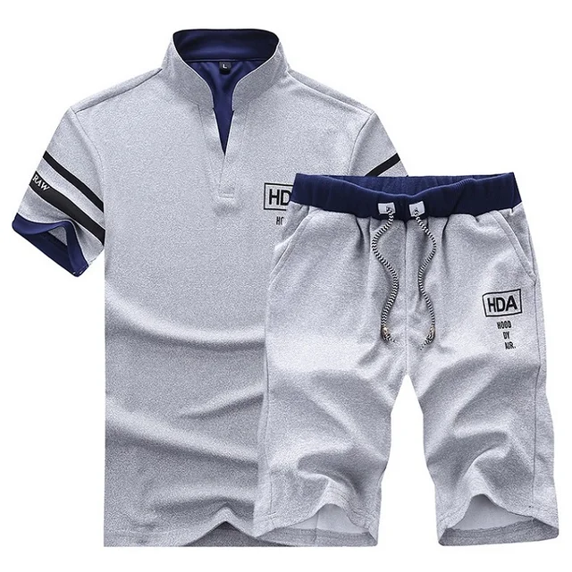 Summer Suit Men Casual T Shirt Shorts Two Piece Set Man Short Sets Men
