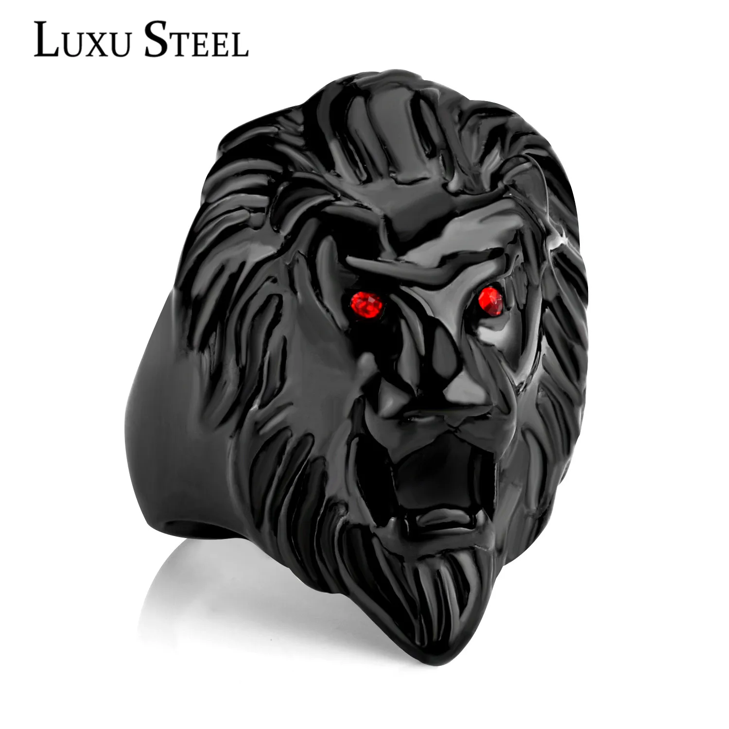 LUXUSTEEL-Stainless-Steel-Red-Eyes-Lion-Men-s-Black-Color-Rock-Punk ...