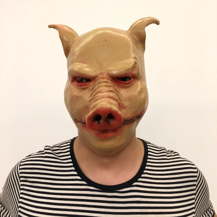 Unisex Pig Head Mask Animal Saw pig Mask Cosplay Costume Latex Party ...