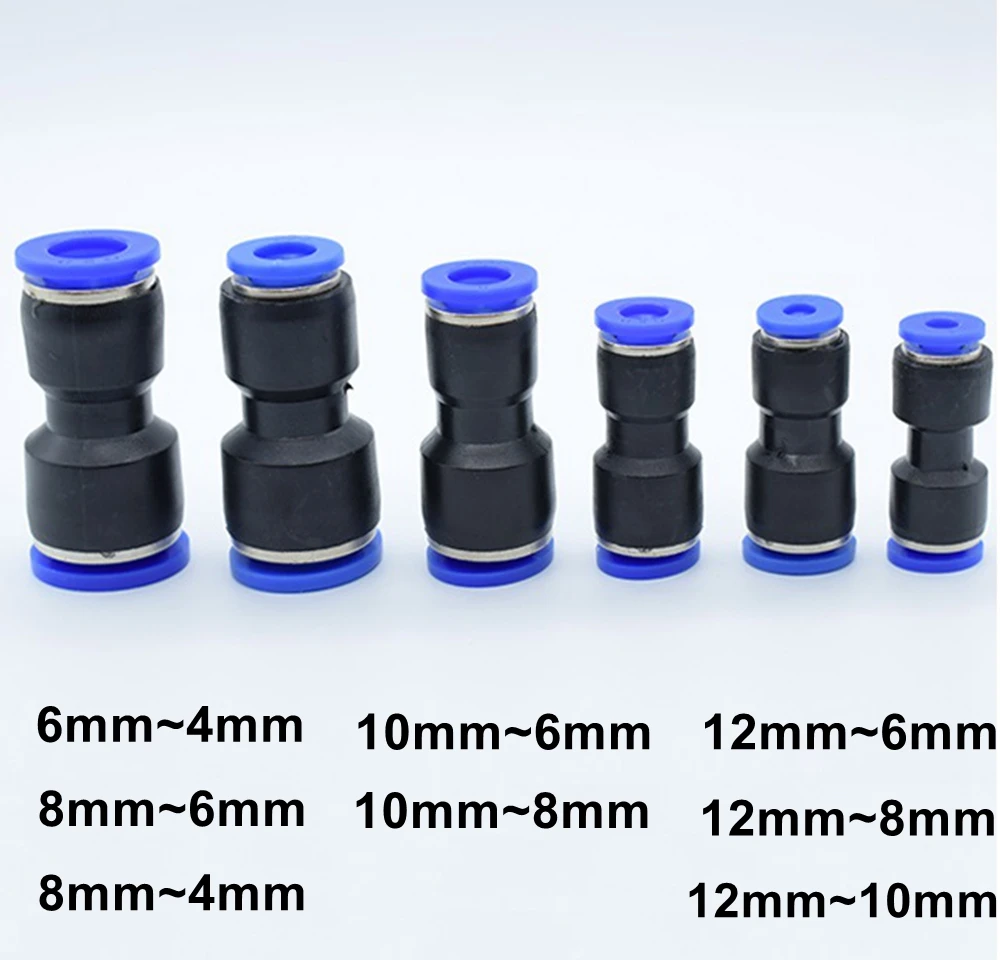 2pcs 4mm/6mm/8mm/10mm Hole to Tube O.D Pneumatic Air Plastic Fast Quick ...