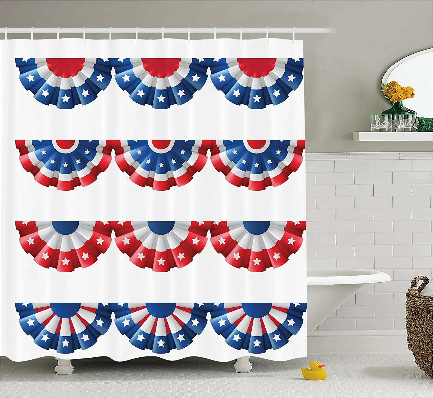 American Flag Decor Shower Curtain Flag Round Bunting Election Ornament ...