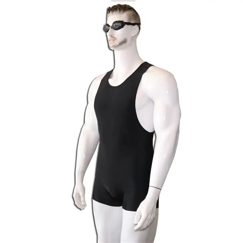 Linvme Men Sexy Tights Leotard All In One Black Bodysuit Round Neck