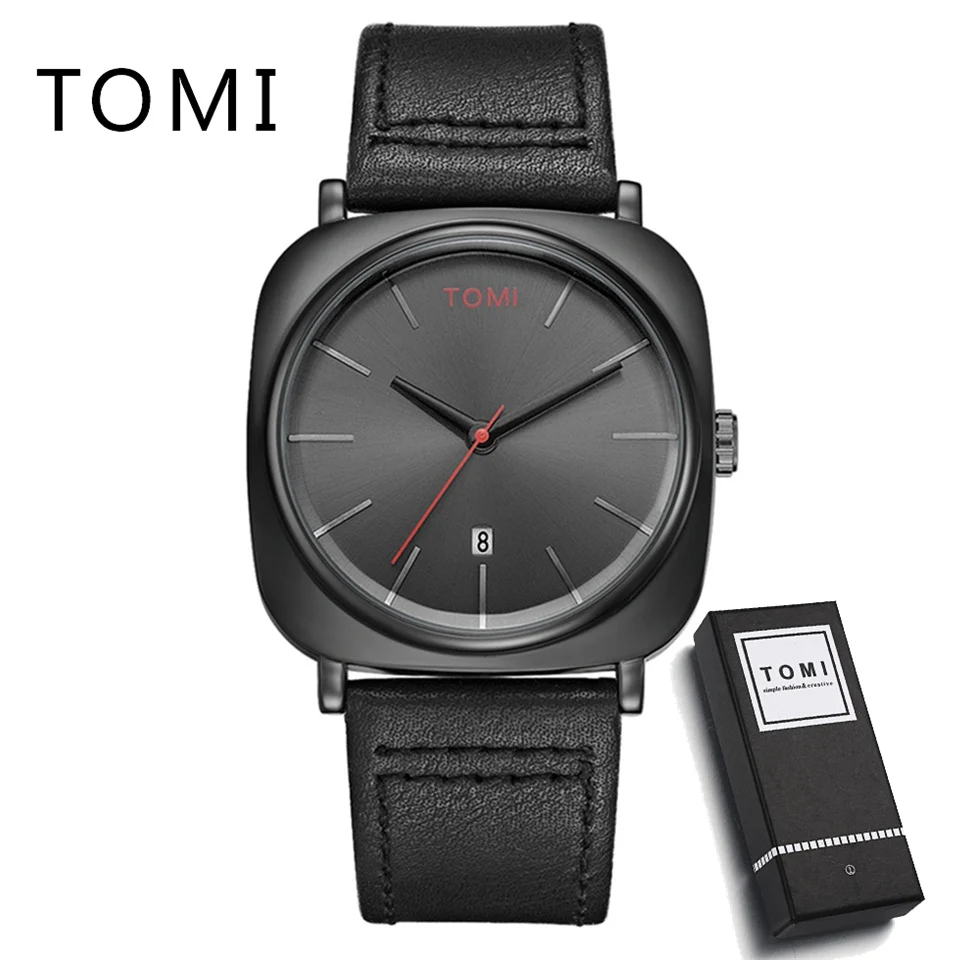 Tomi Brand Men Watches Fashion Luxury Simple Leather Strap Dress Sport ...