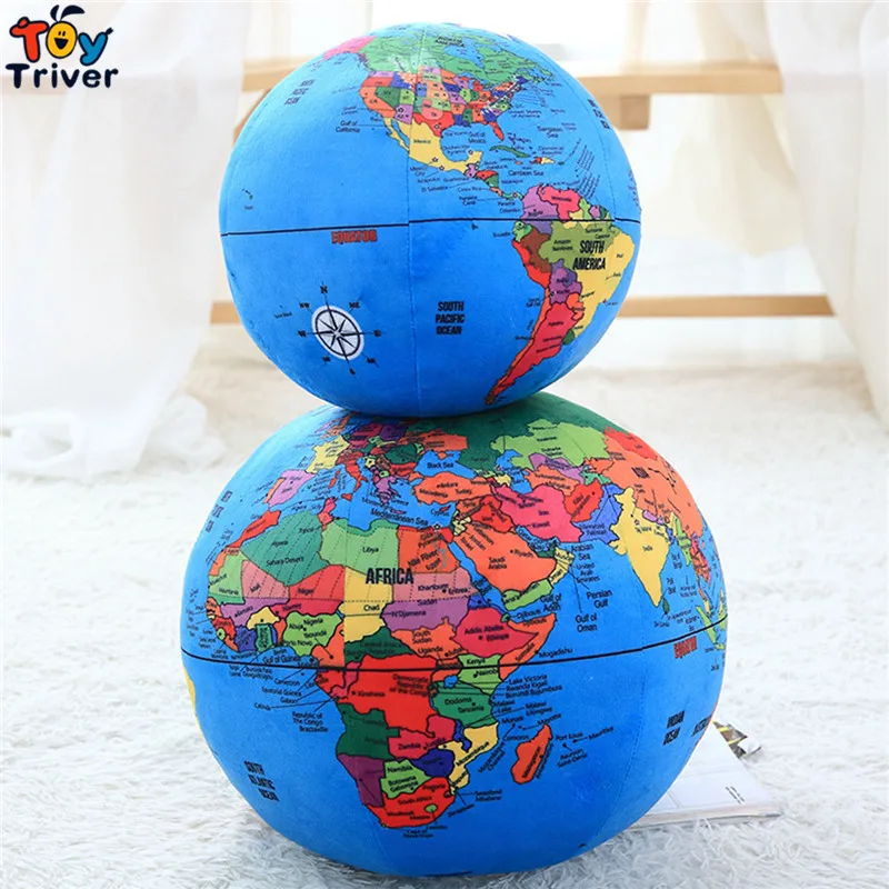 Plush World Map Globe Ball Teach Geography Toys for Kids Baby Children# ...