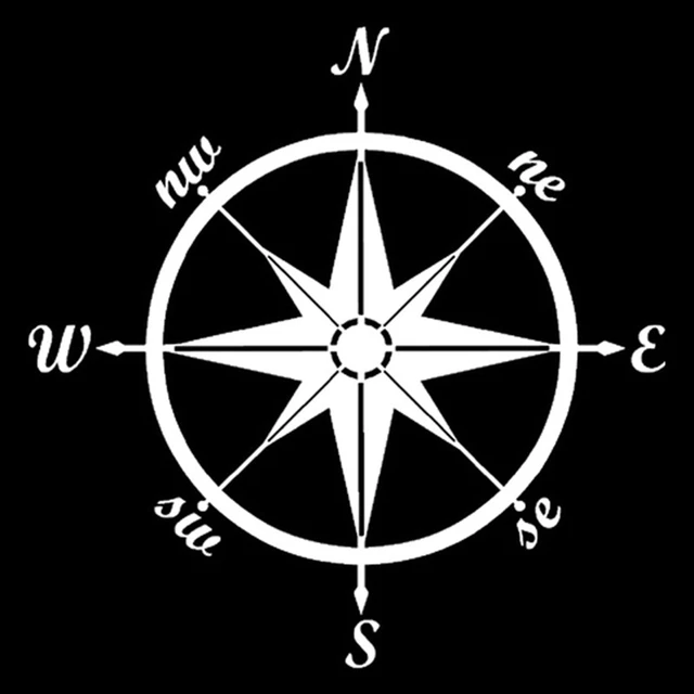 13cm*13cm Octagonal Compass Cool Car Stickers Exterior Accessories Car ...