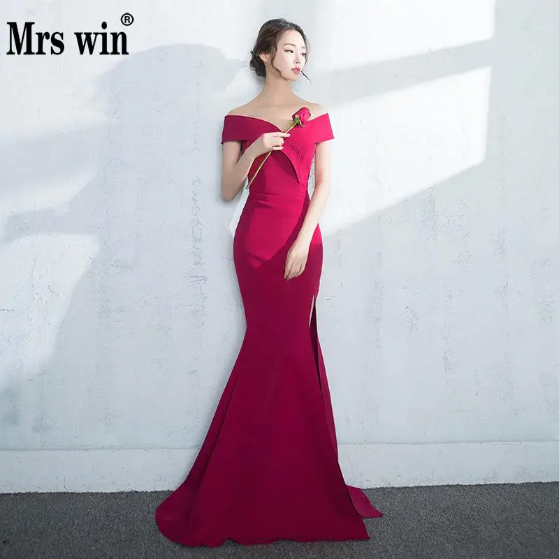 Aliexpress.com : Buy Mrs Win Fishtail Slim Evening Dress One Word ...