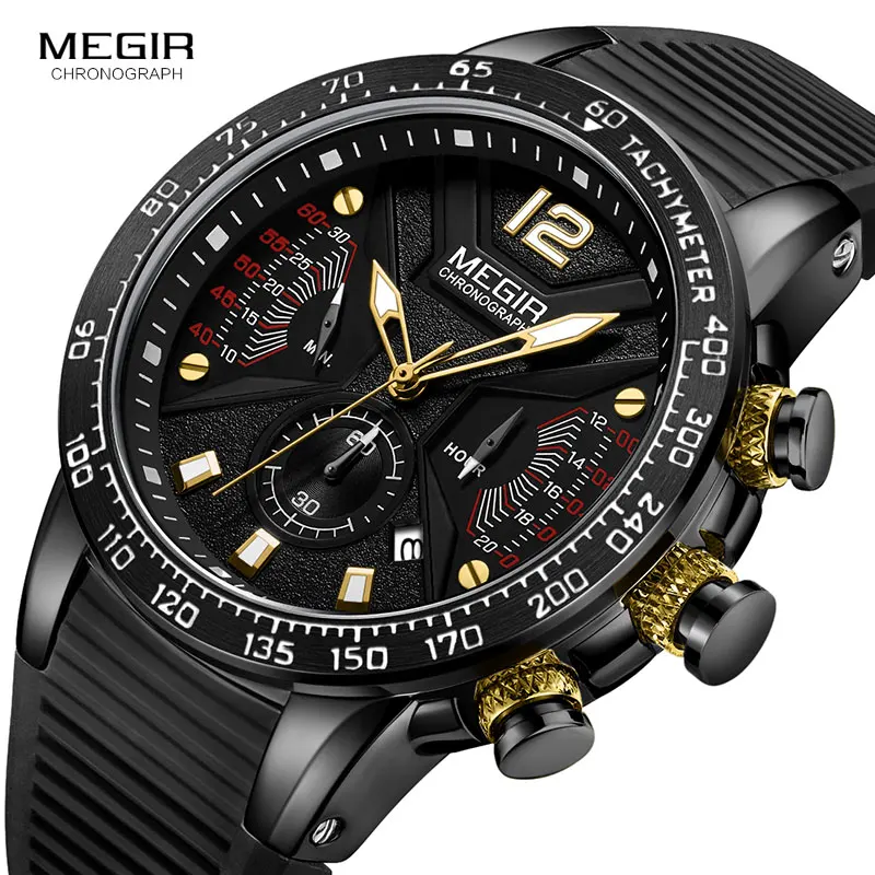 Megir Chronograph Men Sports Watches Silicone | Megir Chronograph Man ...