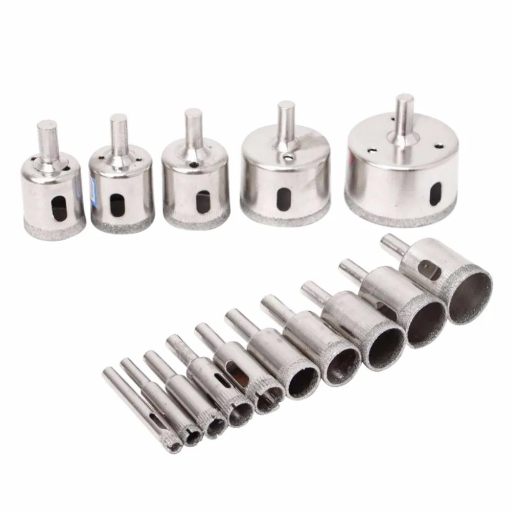 15pcs Diamond Drill Bits Glass Tile Hole Saw Bits Set Hollow Core Drill
