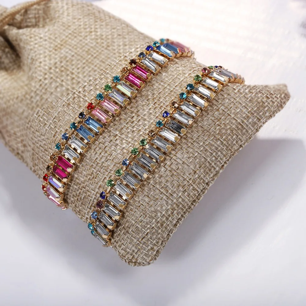 Multi color Crystal Bracelet Colorful Rhinestone Bracelet Gold Luxury ...