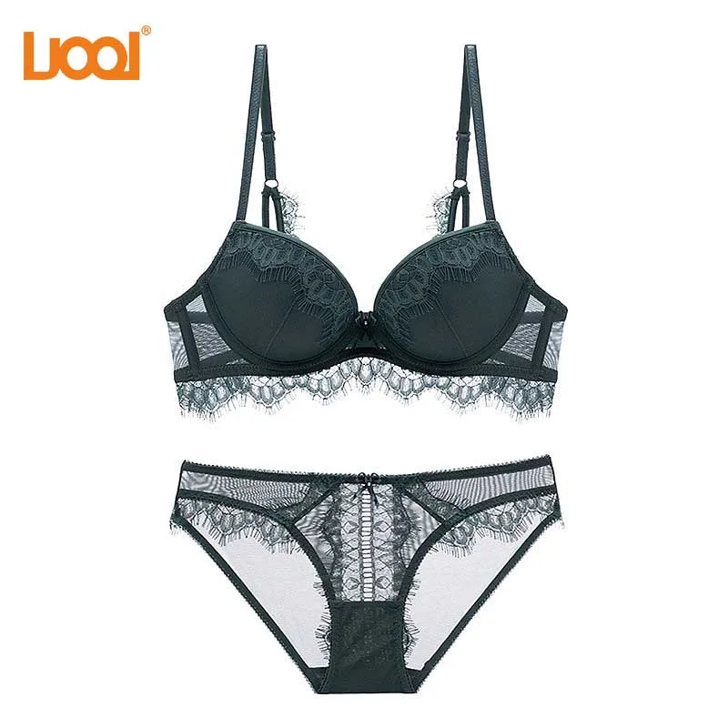 Sujetador Top push up Bra bragas ropa interior de encaje 3/4 taza ...