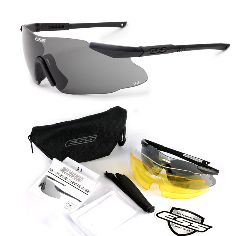Men Military Sunglasses 3 Lens ESS ICE 2.4 Safety Glasses Tactical Army ...