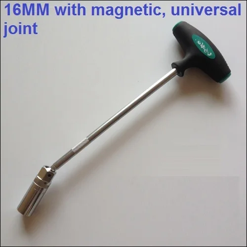 16MM Magnetic spark plug socket T shaped handle wrench universal joint ...