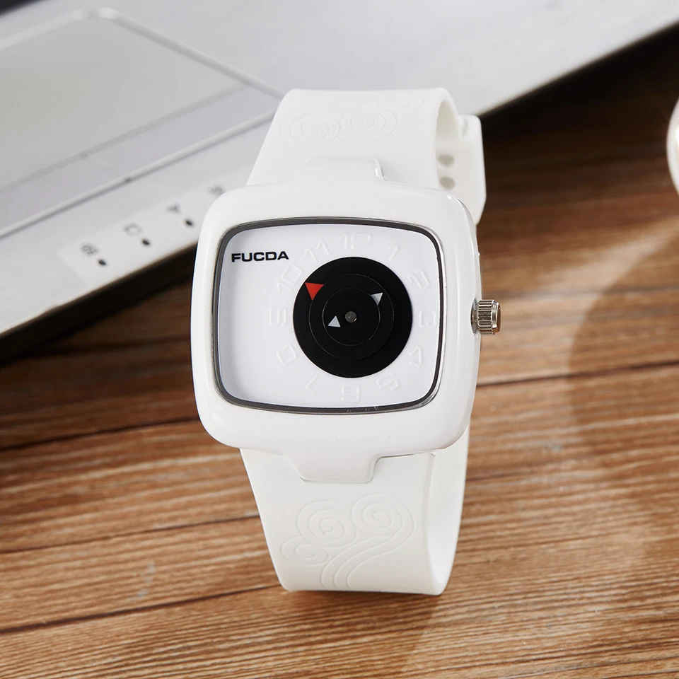 Turntable Men Watch Korean Black And White Square Quartz Mens ...