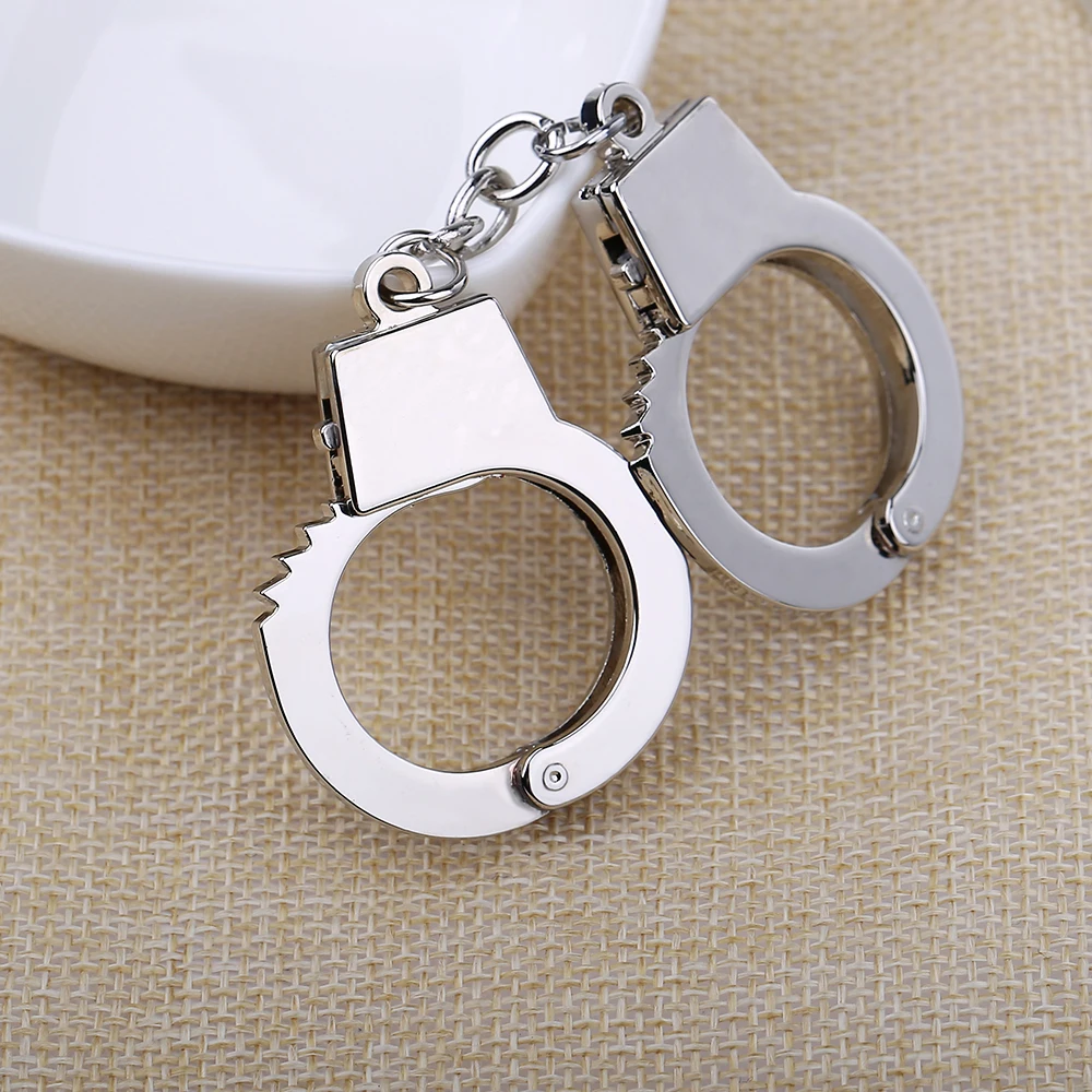 QIYIGE 1 PCS Silver Color Handcuffs Keychain Mini Size Key Chain For ...