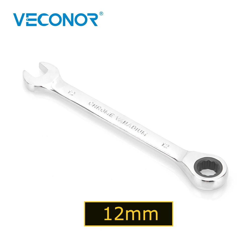 Veconor 12mm Open End Ratchet Wrench Fixed Head Full Polished ...