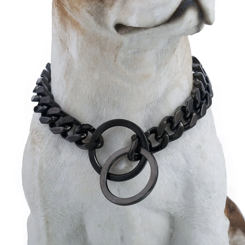 Cuban Link Dog Collar 12mm Hip Hop Rose Gold Dog Chain Collar - 316L ...