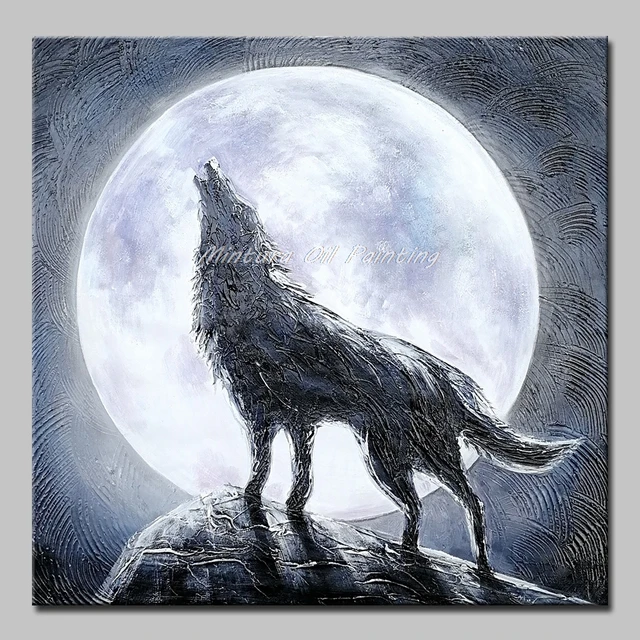 Wolf Howling Painting Acrylic