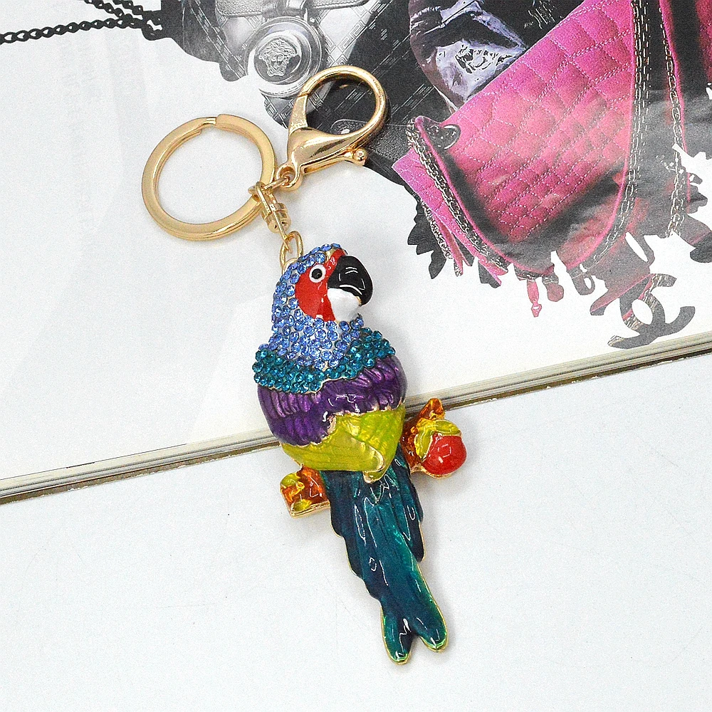 2016-Fashion-cute-color-parrot-crystal-women-Keychain-Bag-Pendant-alloy ...