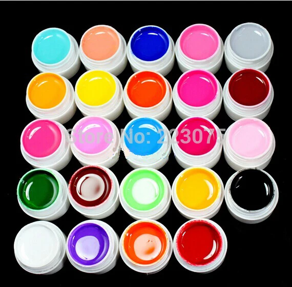 Hot 24 Color Solid Pure UV Builder Gel Set Nail Art False Full French ...